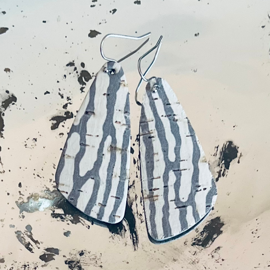 The Wedge White Ash Cork Leather Earrings